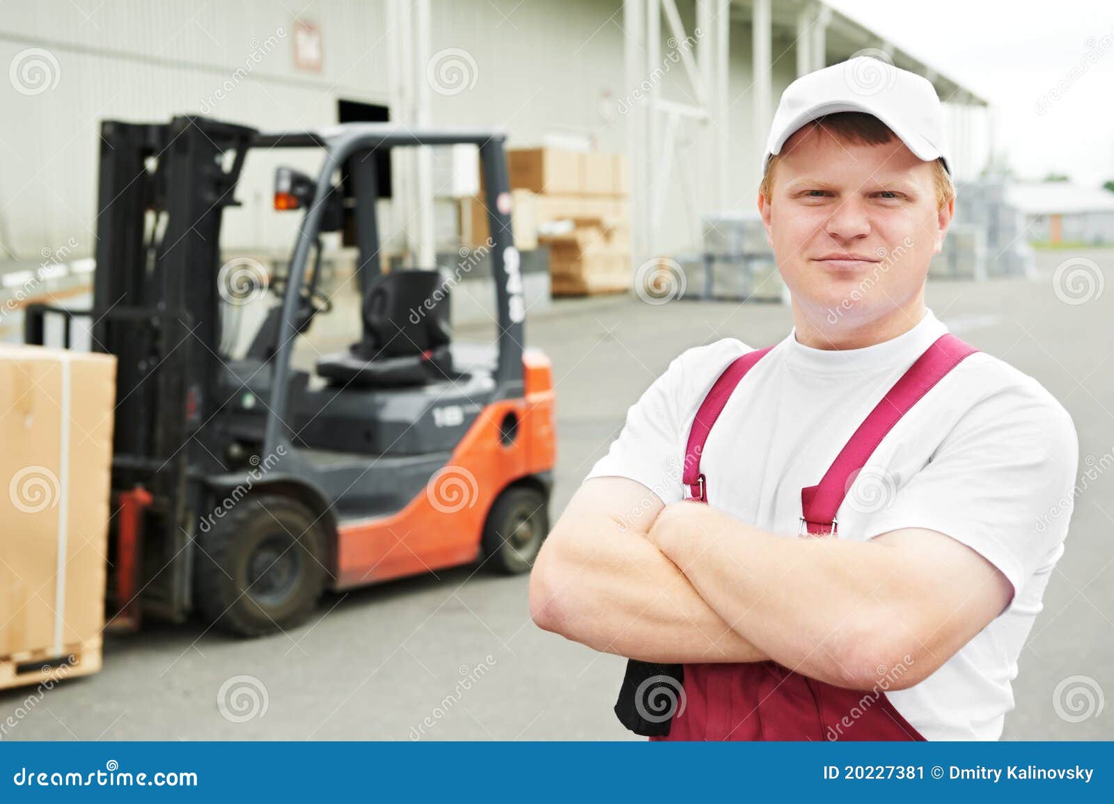 Warehouse Worker Working With Hand Pallet Truck Unloading Shipment ...