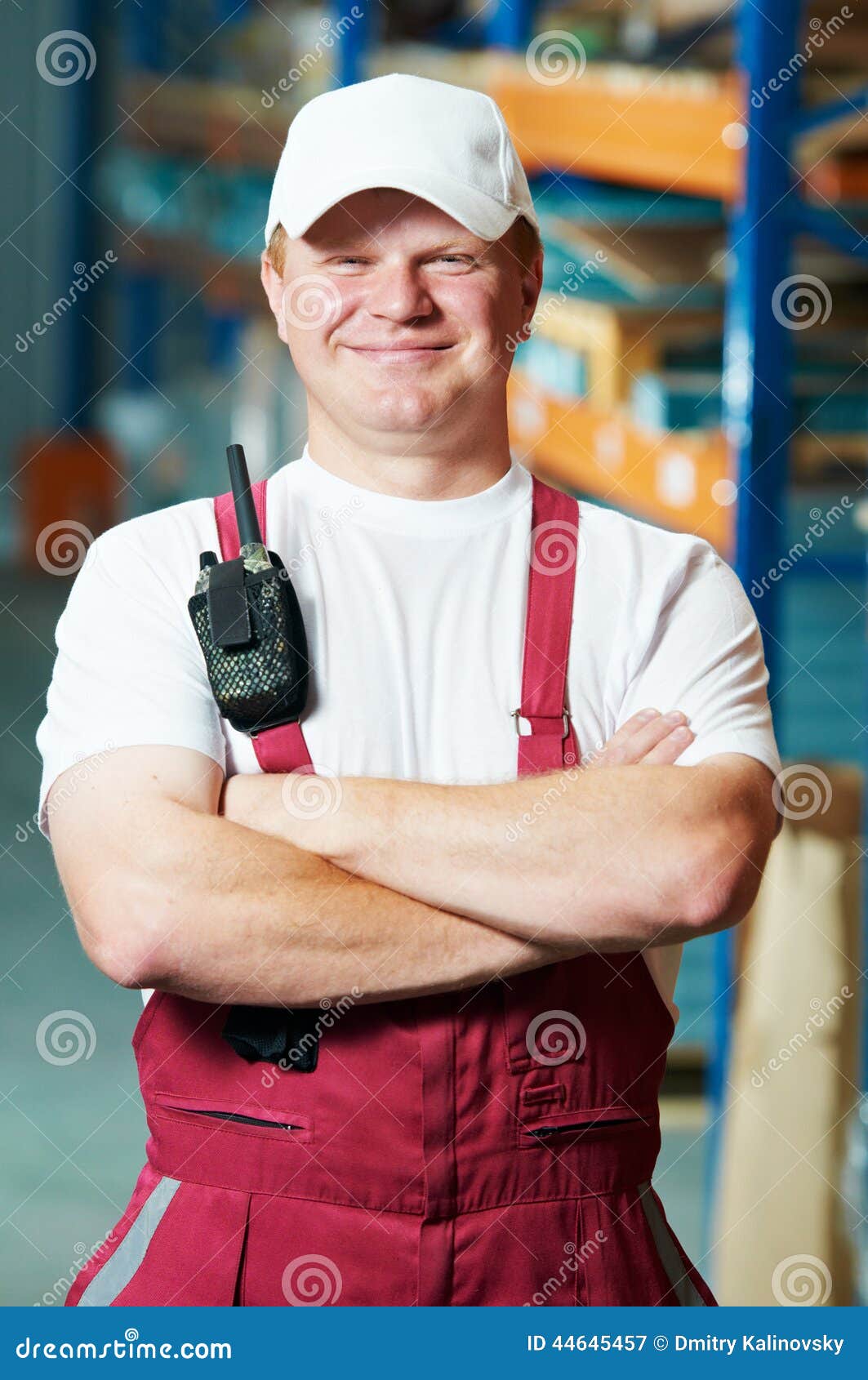 Warehouse Worker in Front Storehouse Stock Image - Image of handling ...