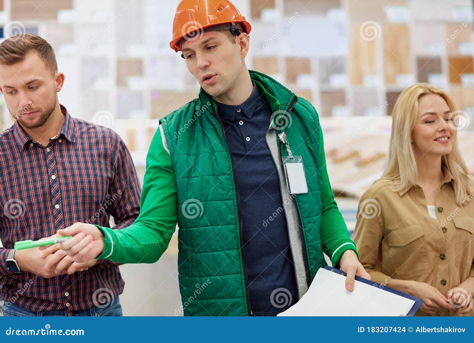 Warehouse Worker Help Customers Using Document Stock Photo - Image of ...