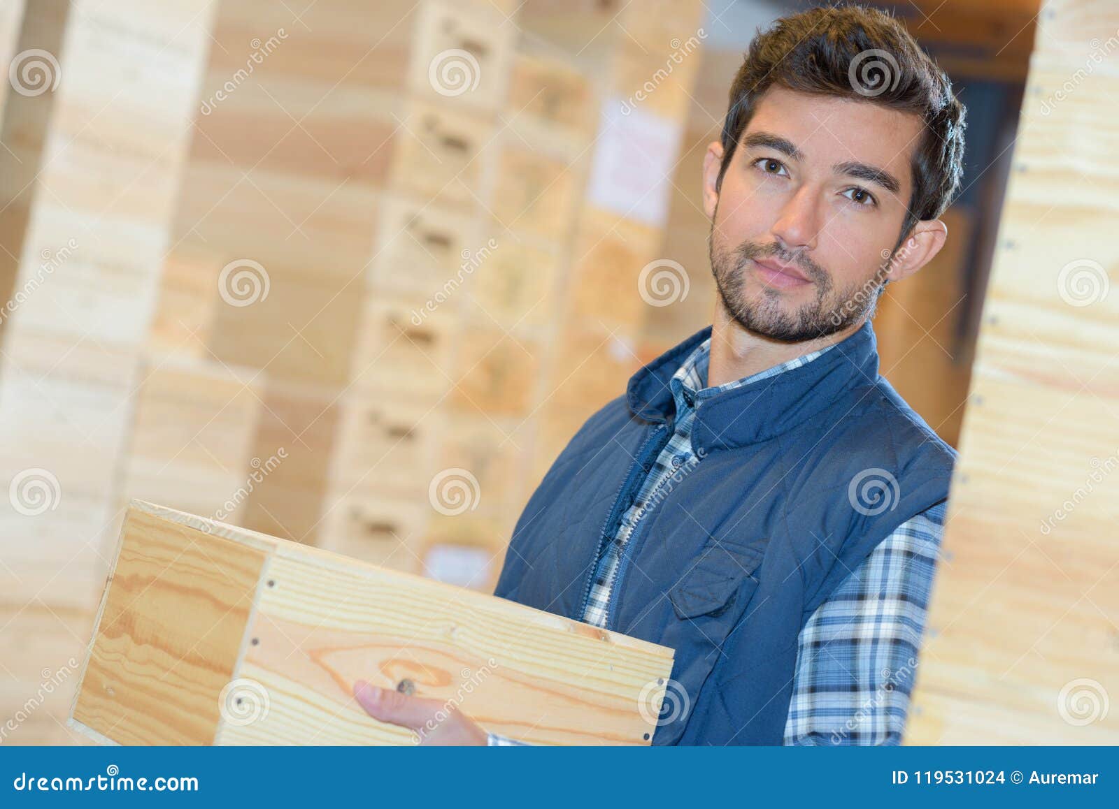 Warehouse Worker Holding Boxes Stock Photo - Image of room, employee ...