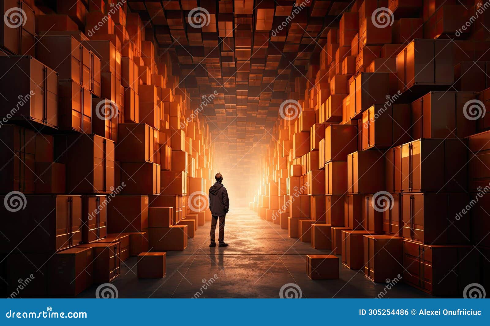 Warehouse Worker Loading Boxes Stock Illustration - Illustration of ...