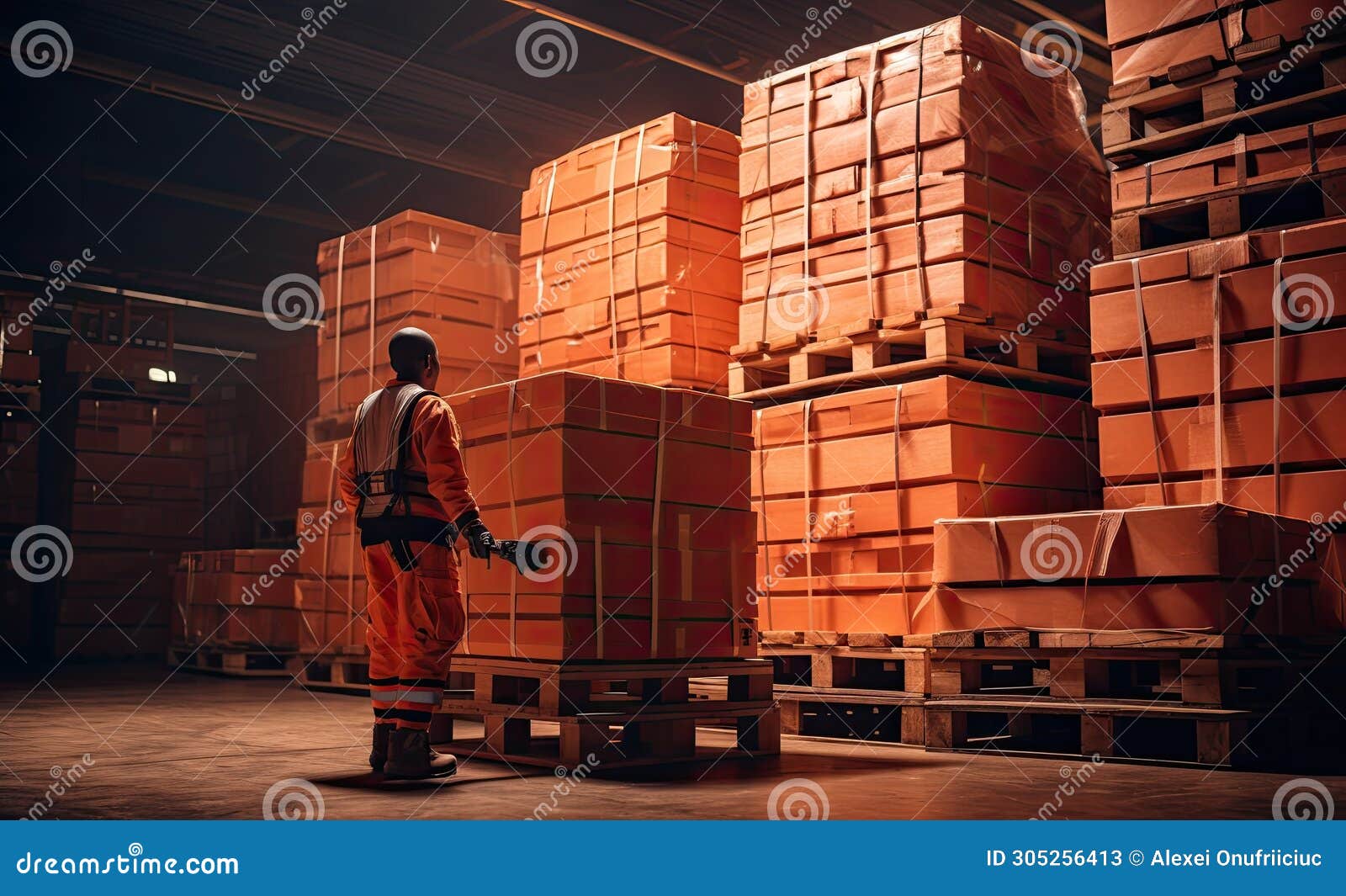 Warehouse Worker Loading Boxes Stock Illustration - Illustration of ...