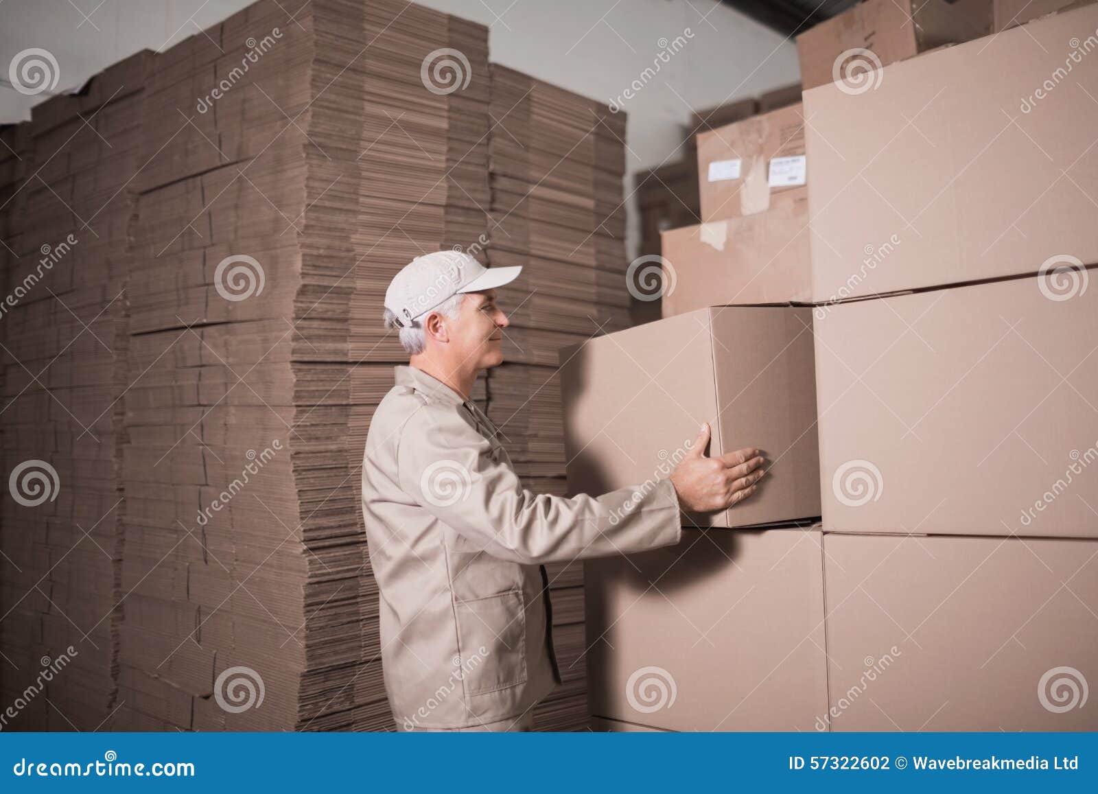Warehouse Worker Loading Up Pallet Stock Photo - Image of distribution ...