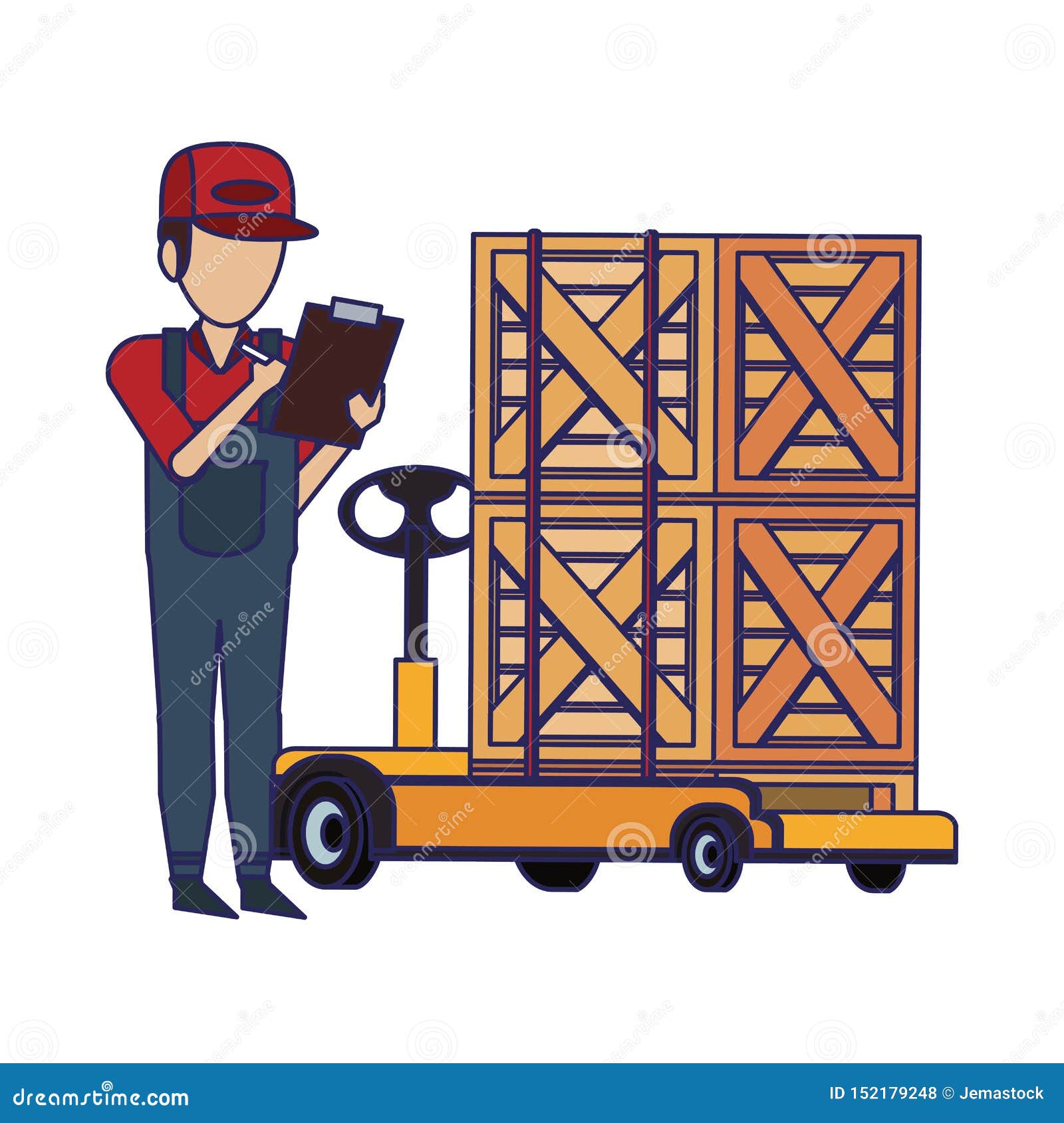 Warehouse Worker Logistics Job Concept Blue Lines Stock Vector ...