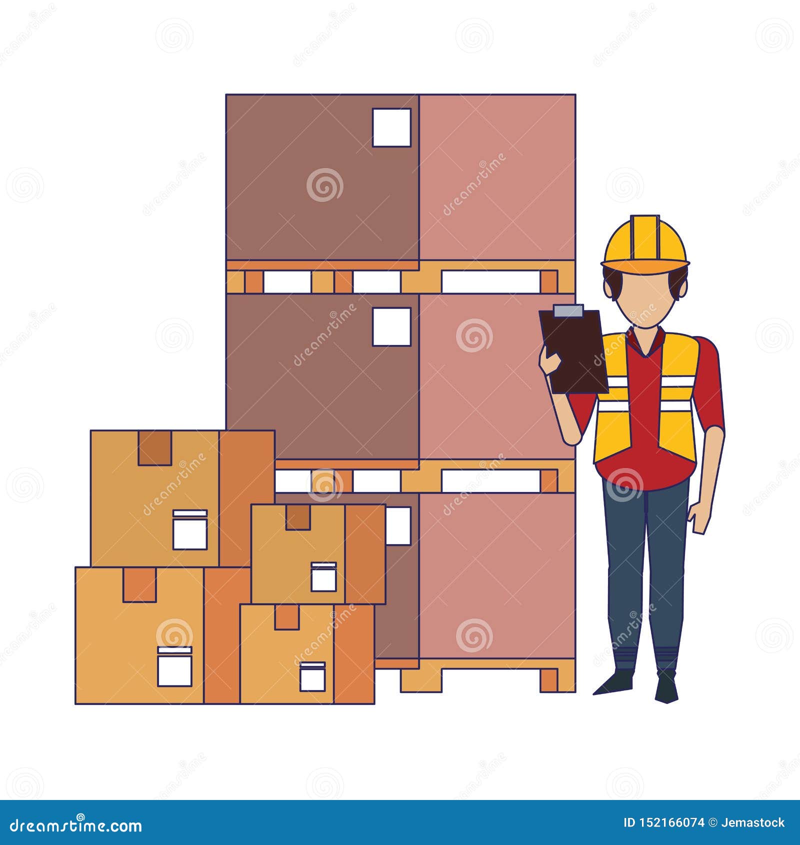Warehouse Worker Logistics Job Concept Blue Lines Stock Vector ...