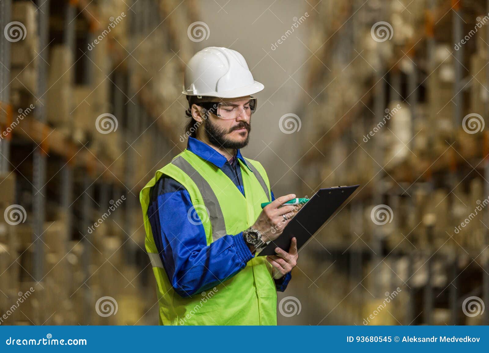 Warehouse Worker Looking at Checklist Stock Image - Image of checklist ...