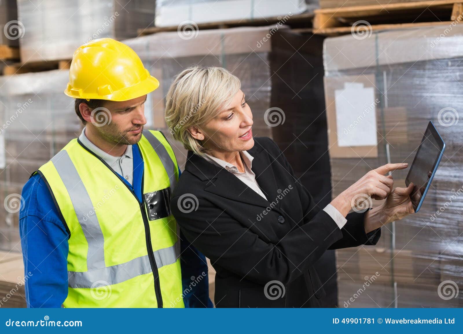 Warehouse Worker and Manager Using Tablet Pc Stock Image - Image of ...