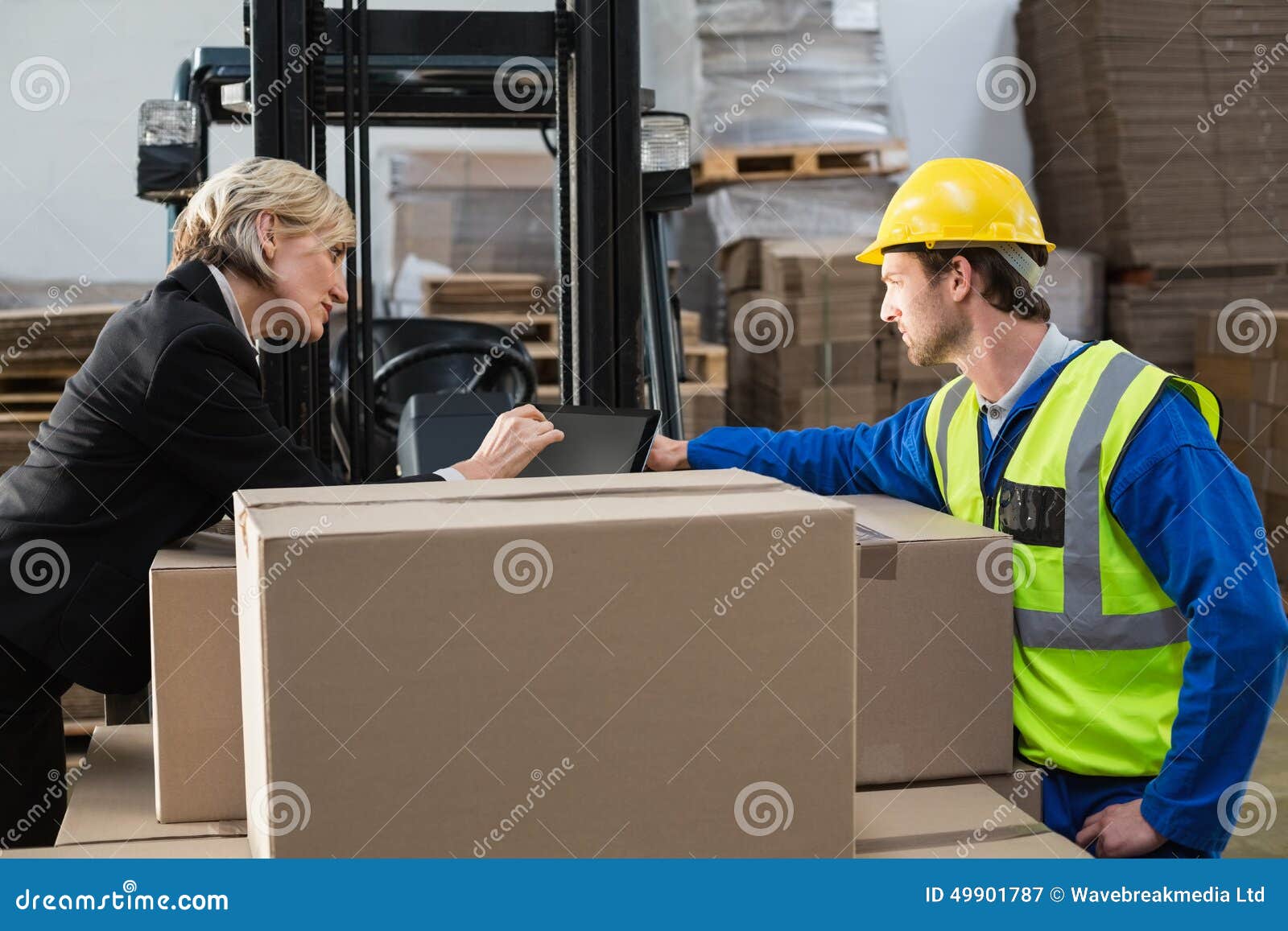 Warehouse Worker and Manager Using Tablet Pc Stock Image - Image of ...