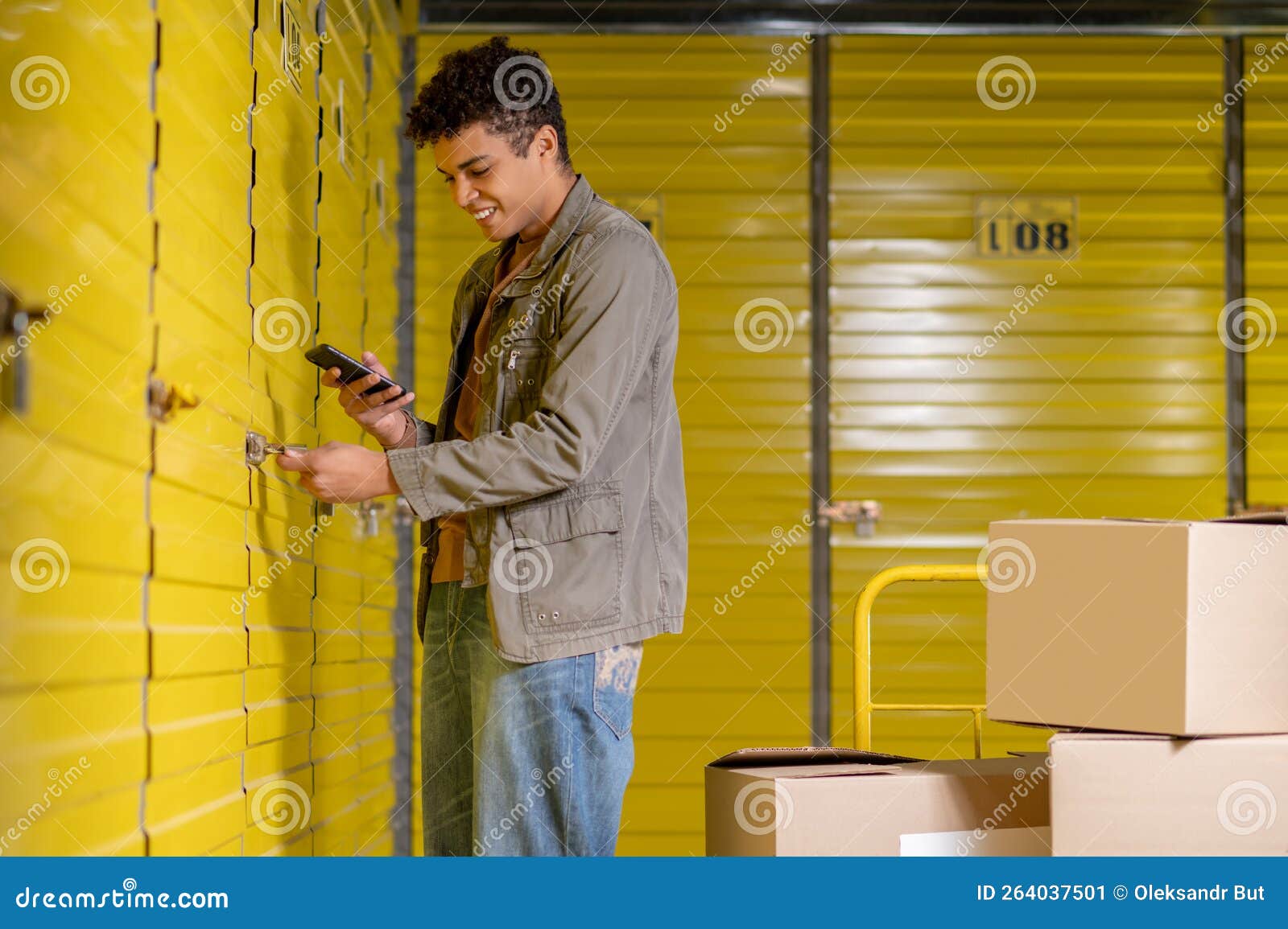 Warehouse Worker Opening the Smart Lock Stock Image - Image of indoors ...