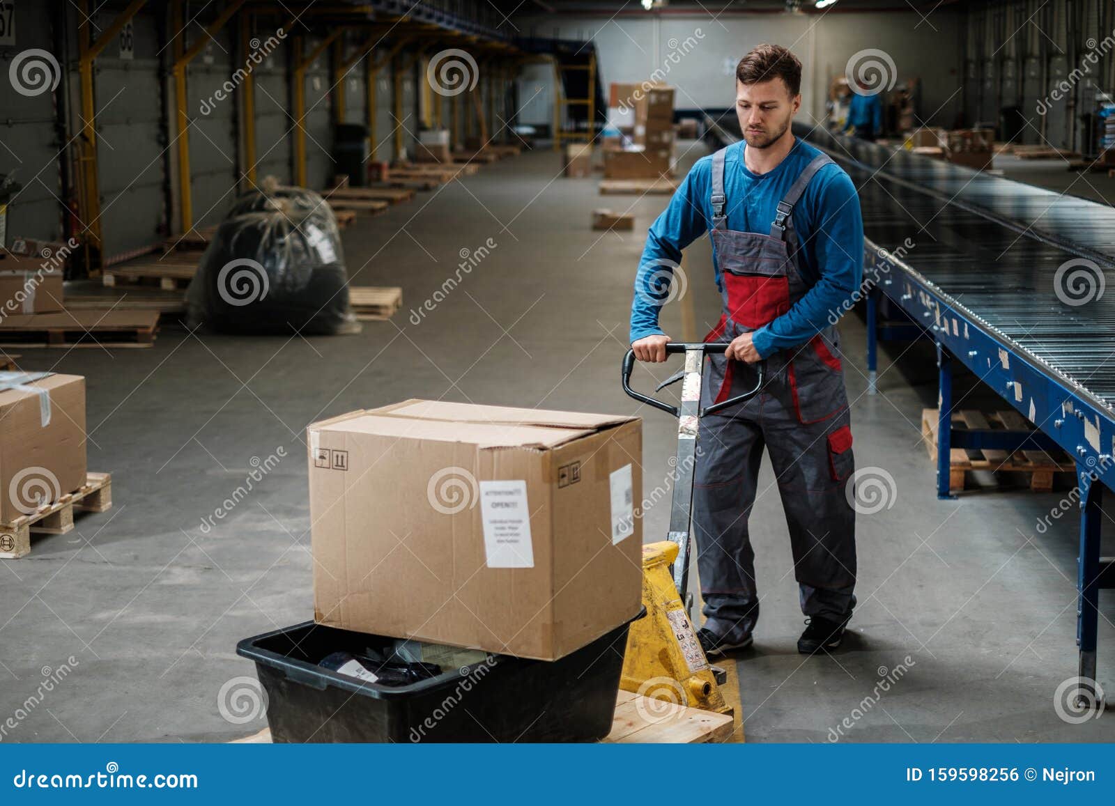 Warehouse Worker with a Pallet Rack Stock Photo - Image of merchandise ...