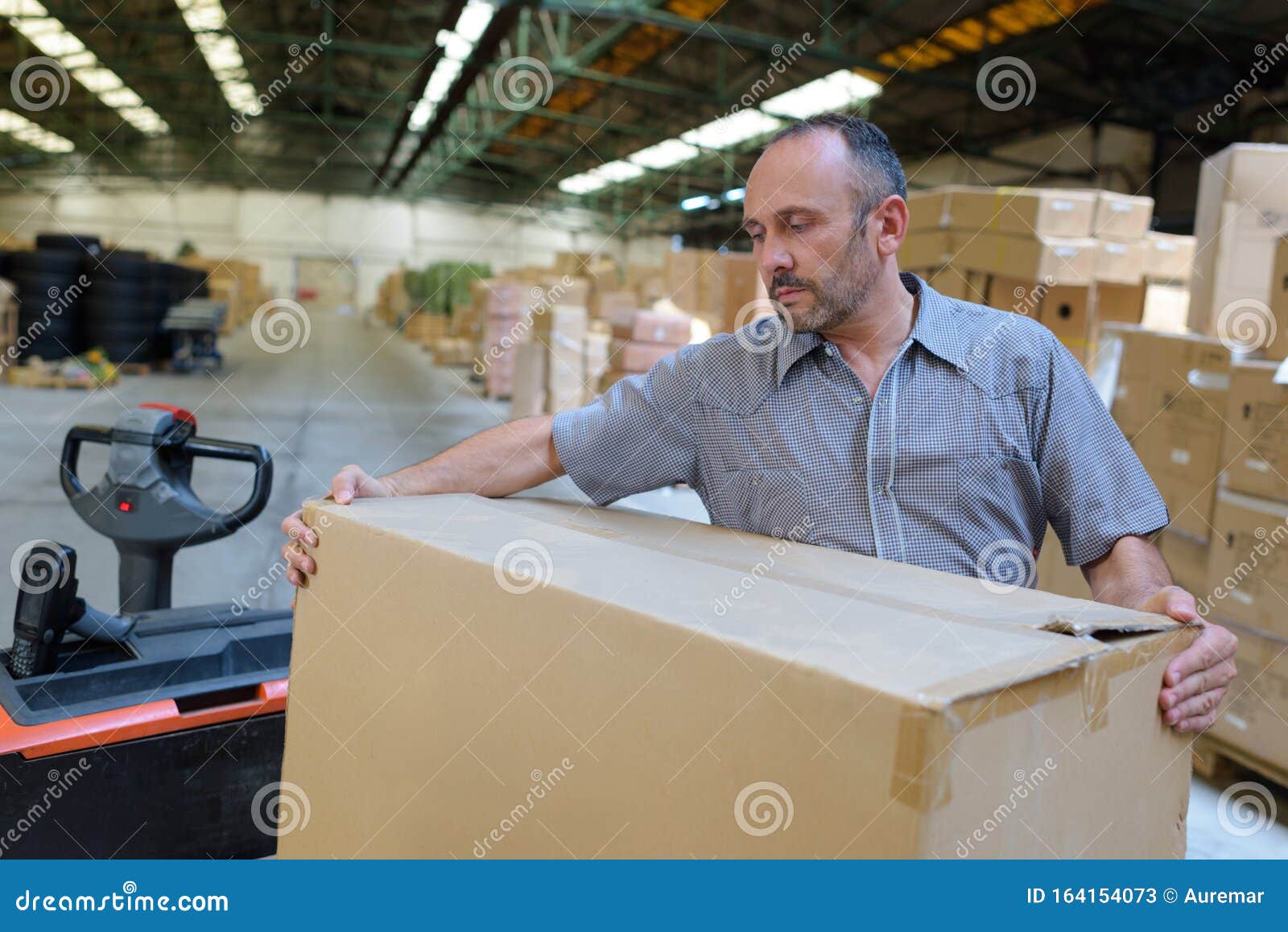 Warehouse Worker Preparing Boxes To Be Delivered Stock Image - Image of ...