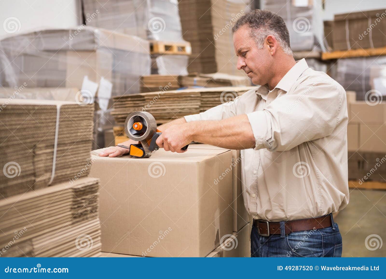 Warehouse Worker Preparing a Shipment Stock Photo - Image of person ...