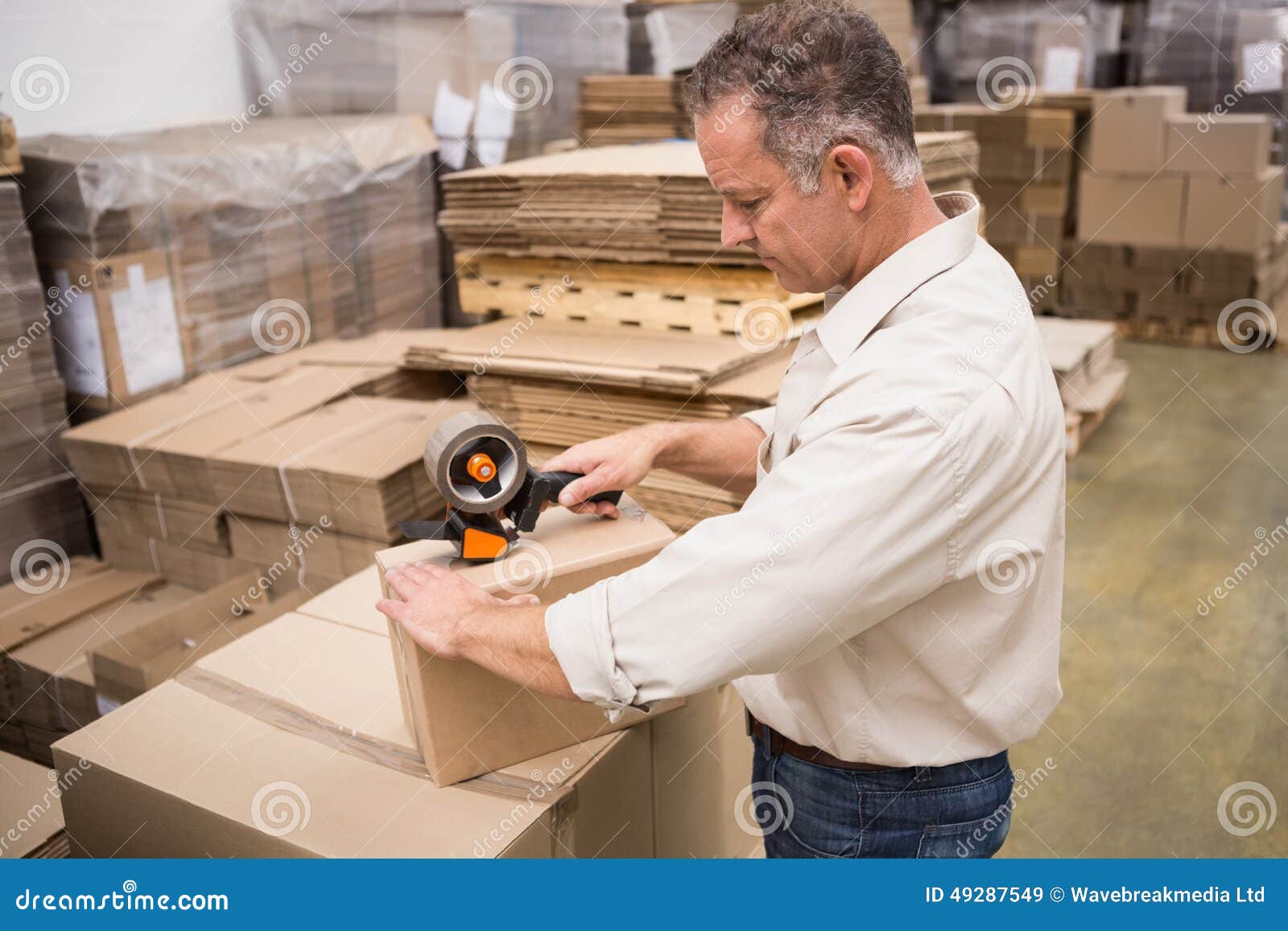 Warehouse Worker Preparing a Shipment Stock Image - Image of indoors ...