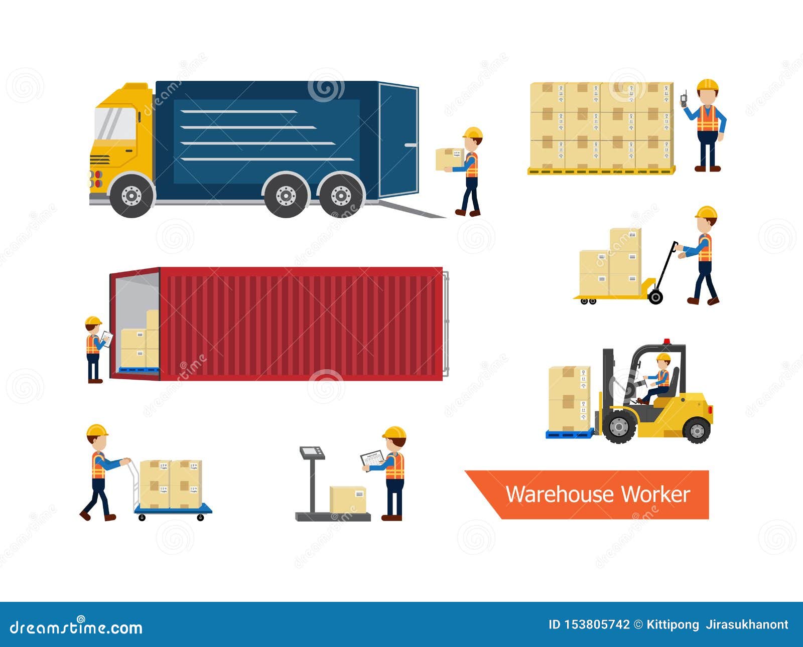 Warehouse worker process stock vector. Illustration of design - 153805742