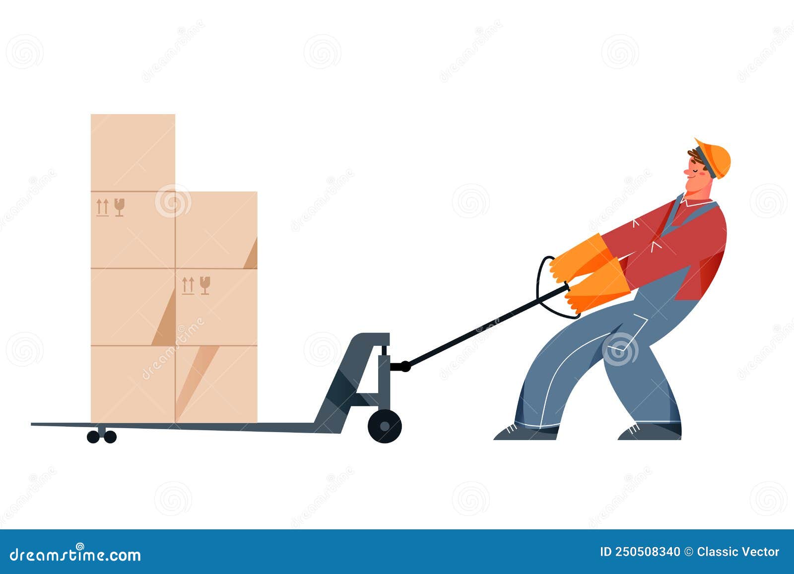 Worker Pulling Old Washing Machine On Manual Cart To Scrapmetal Dump ...