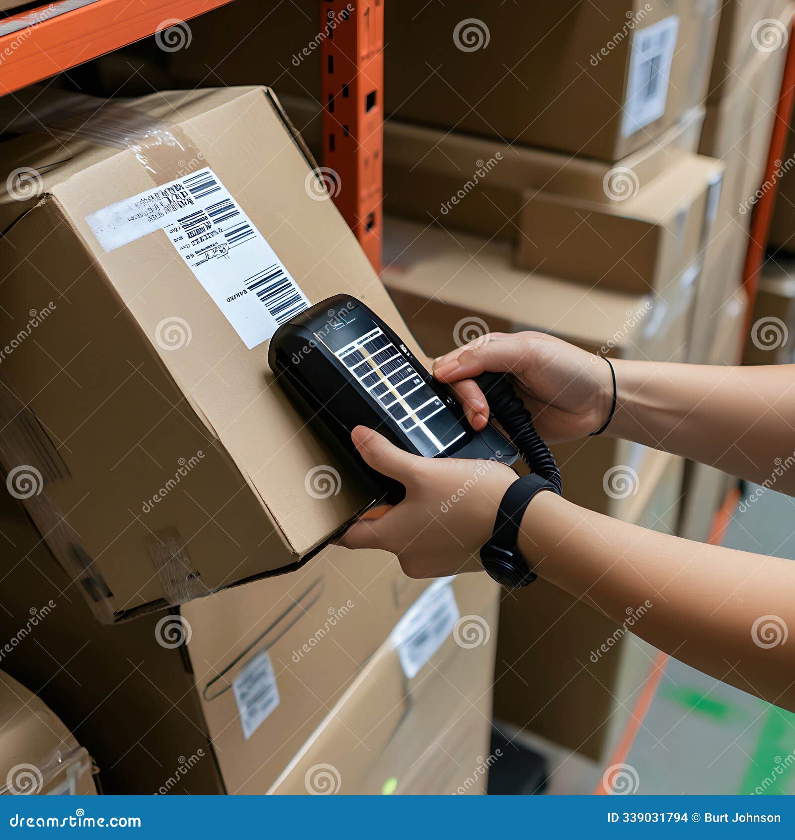 Warehouse Worker Scanning Barcode on Delivery Parcel Using Scanner ...