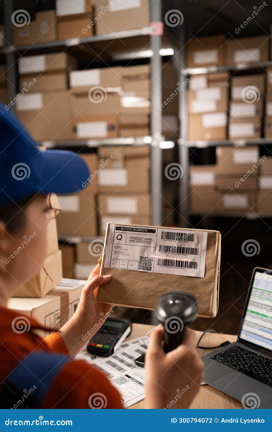 Warehouse Worker Scanning Barcode on Parcel Using Barcode Scanner ...