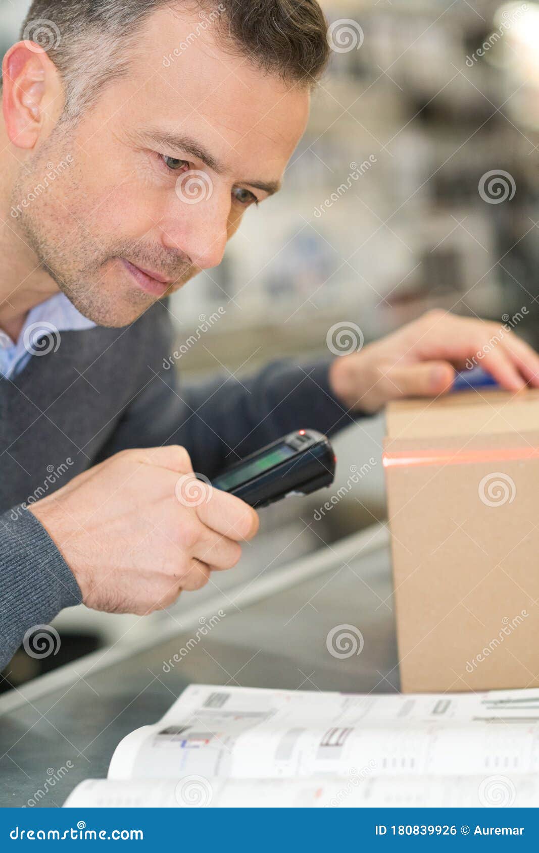 Warehouse Worker Scanning Box Stock Photo - Image of male, product ...