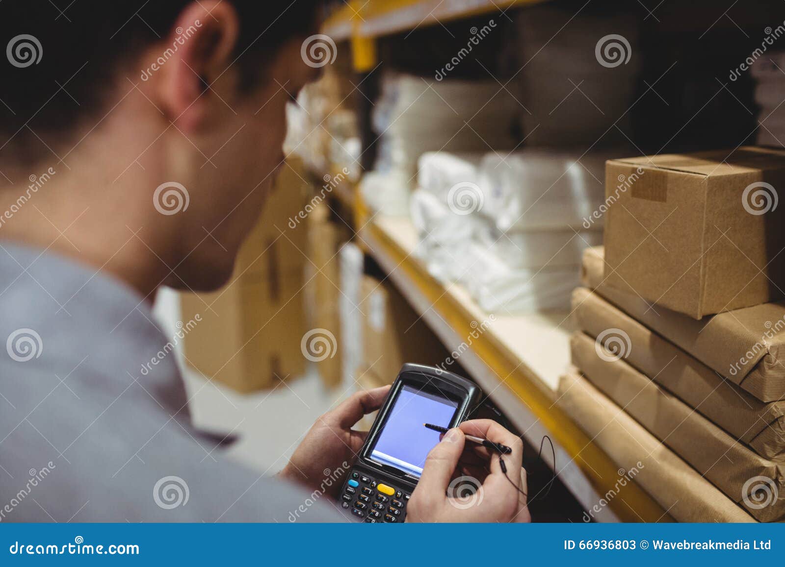 Warehouse Worker Scanning Box Stock Image - Image of receiving ...