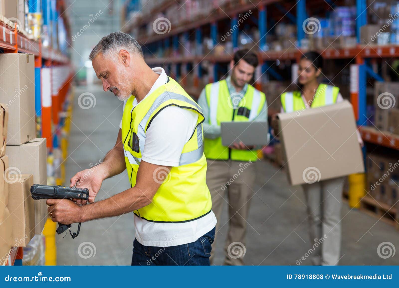 Warehouse Worker Scanning Box Stock Photo - Image of factory, people ...