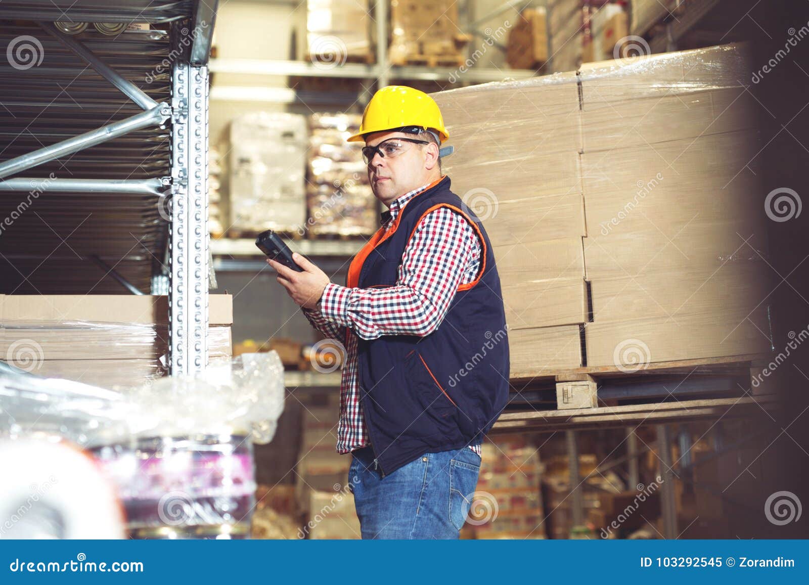 Warehouse Worker Scanning Box Stock Image - Image of closeup, plank ...