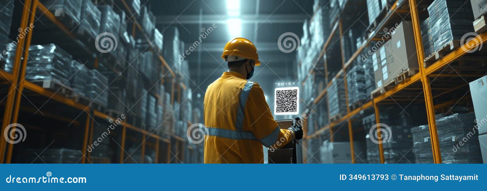 Warehouse Worker Scanning Inventory Efficient Logistics Technology ...