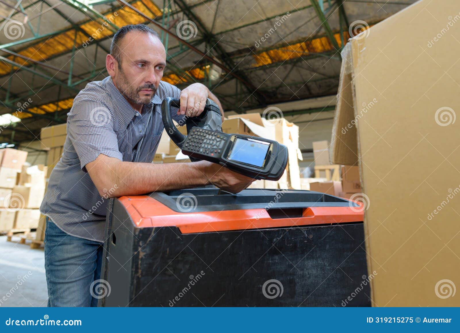 Warehouse Worker Scanning Shipment Stock Image - Image of courier ...