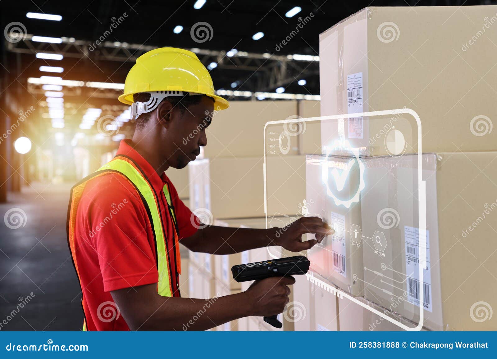 Warehouse Worker, Seller Holding Scanning Retail Dropshipping Package Postal Parcel Bar Code on ...