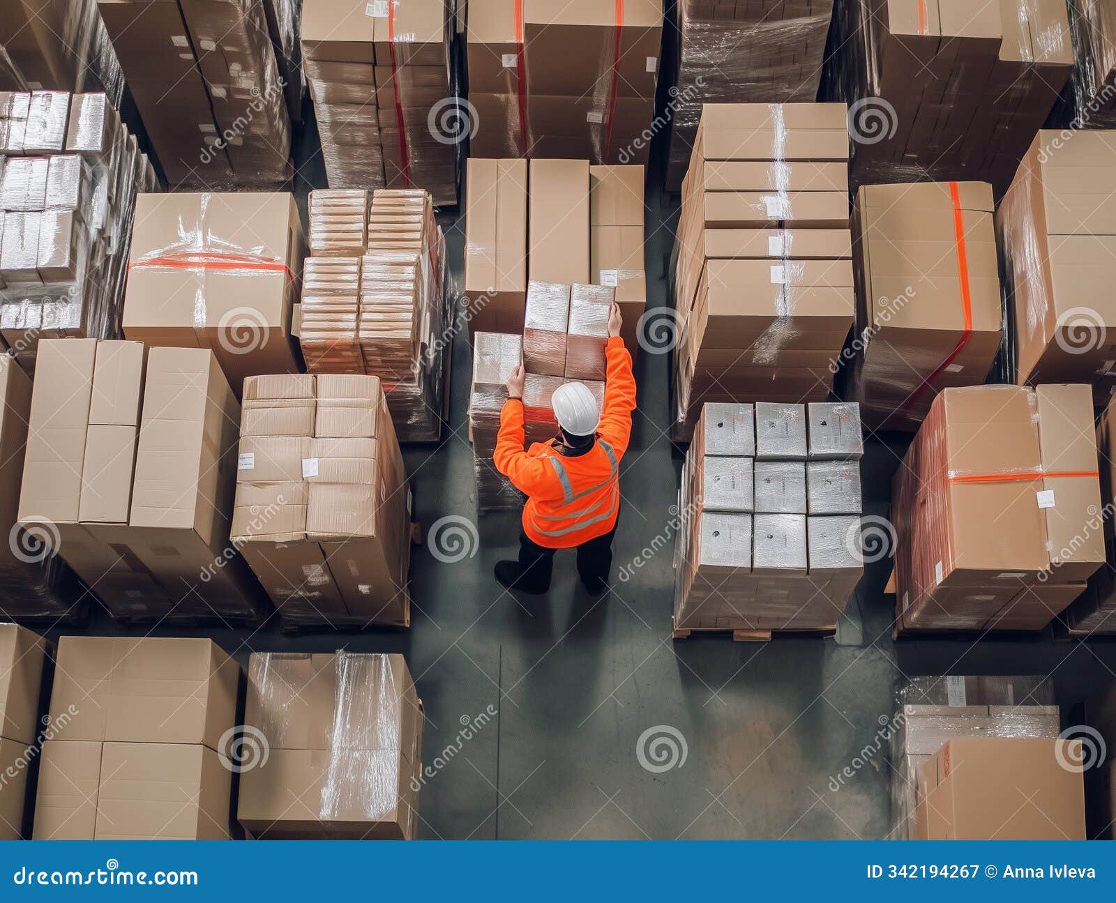 Warehouse Worker Sorting Packages, Efficient and Methodical Stock Image ...