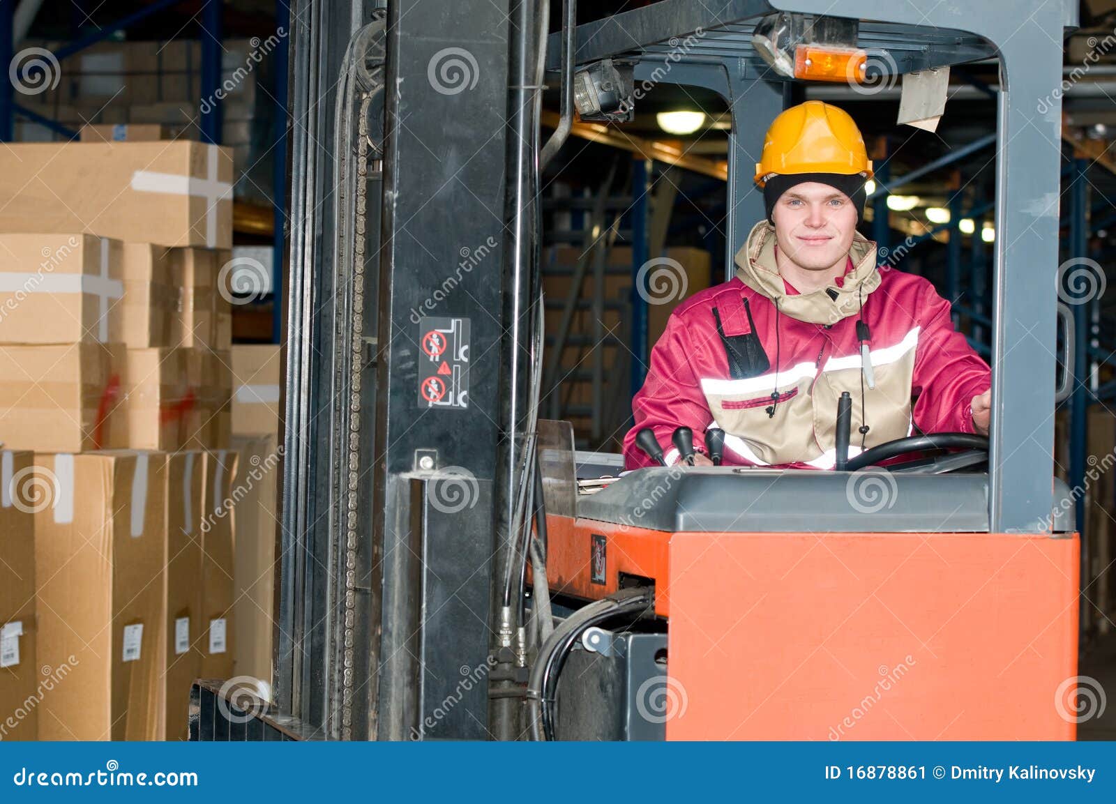 Warehouse Worker in Stacker Stock Image - Image of rack, electrical ...