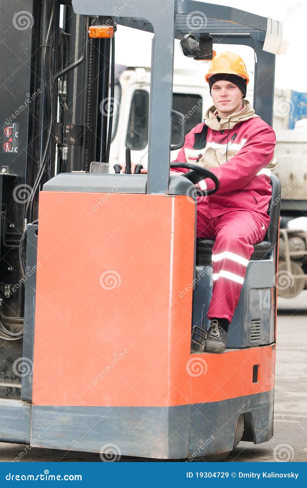Warehouse Worker in Stacker Stock Image - Image of machine, stacking ...