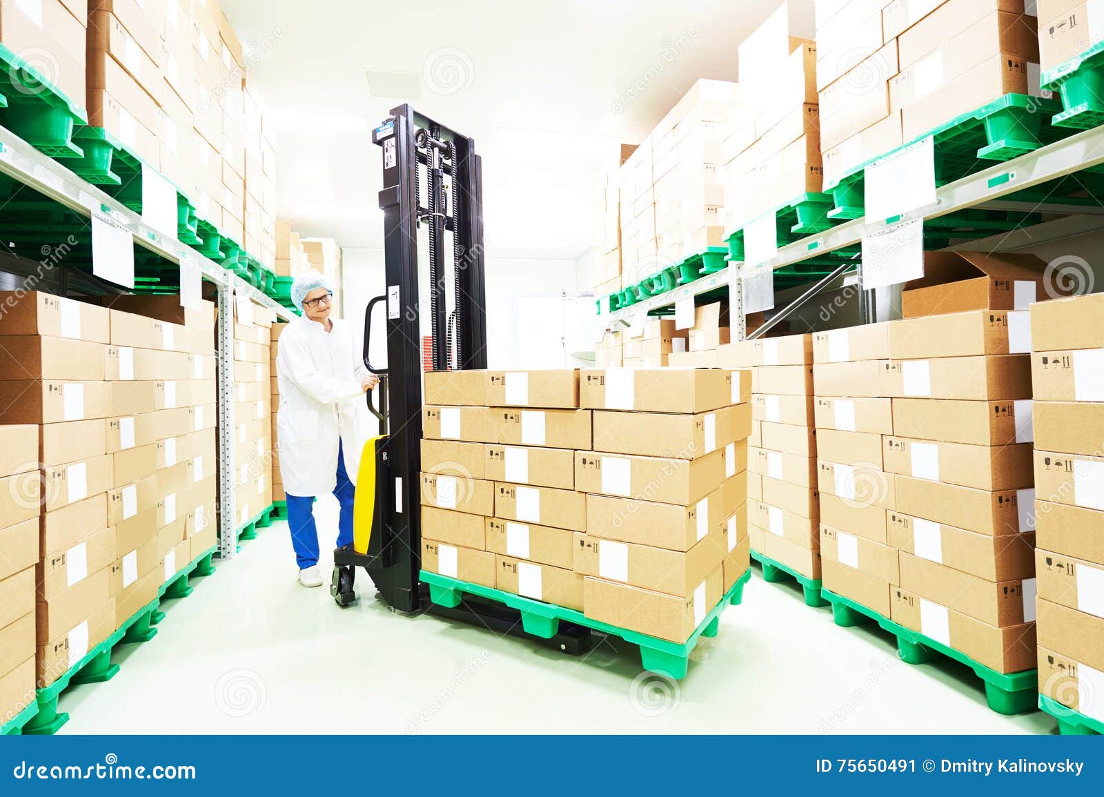 Warehouse Worker with Stacker Stock Image - Image of male, rack: 75650491