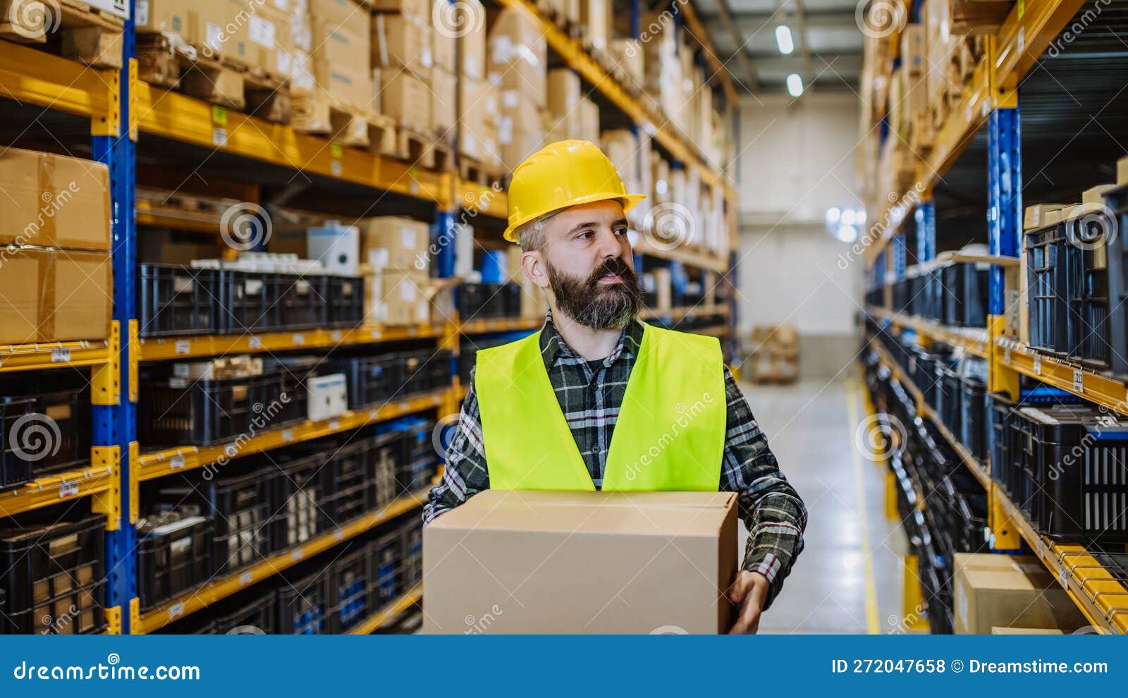 Warehouse Worker Stocking Goods in a Warehouse. Stock Photo - Image of ...