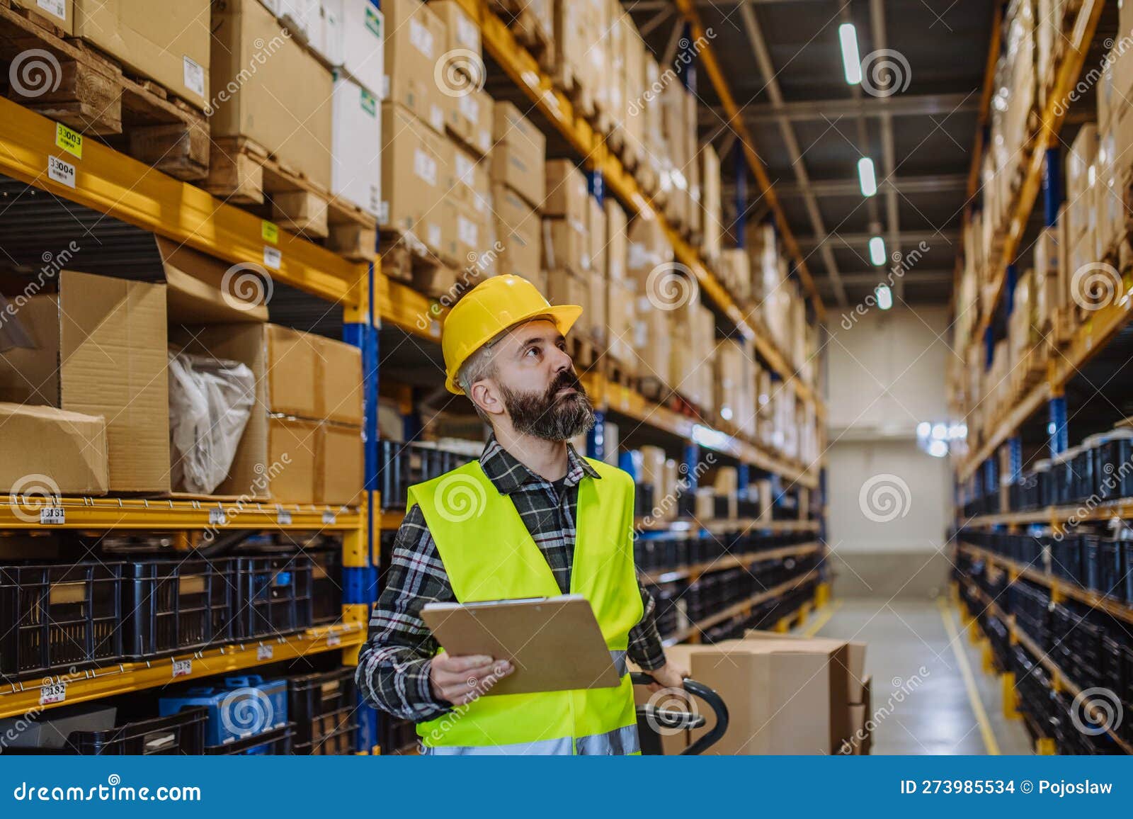 Warehouse Worker Stocking Goods in a Warehouse. Stock Photo - Image of ...
