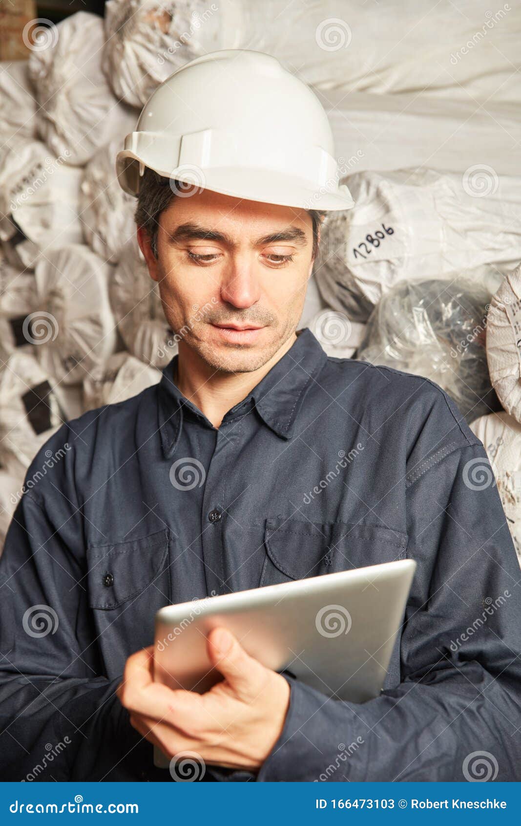 Warehouse Worker with Tablet Computer Stock Image - Image of manager ...
