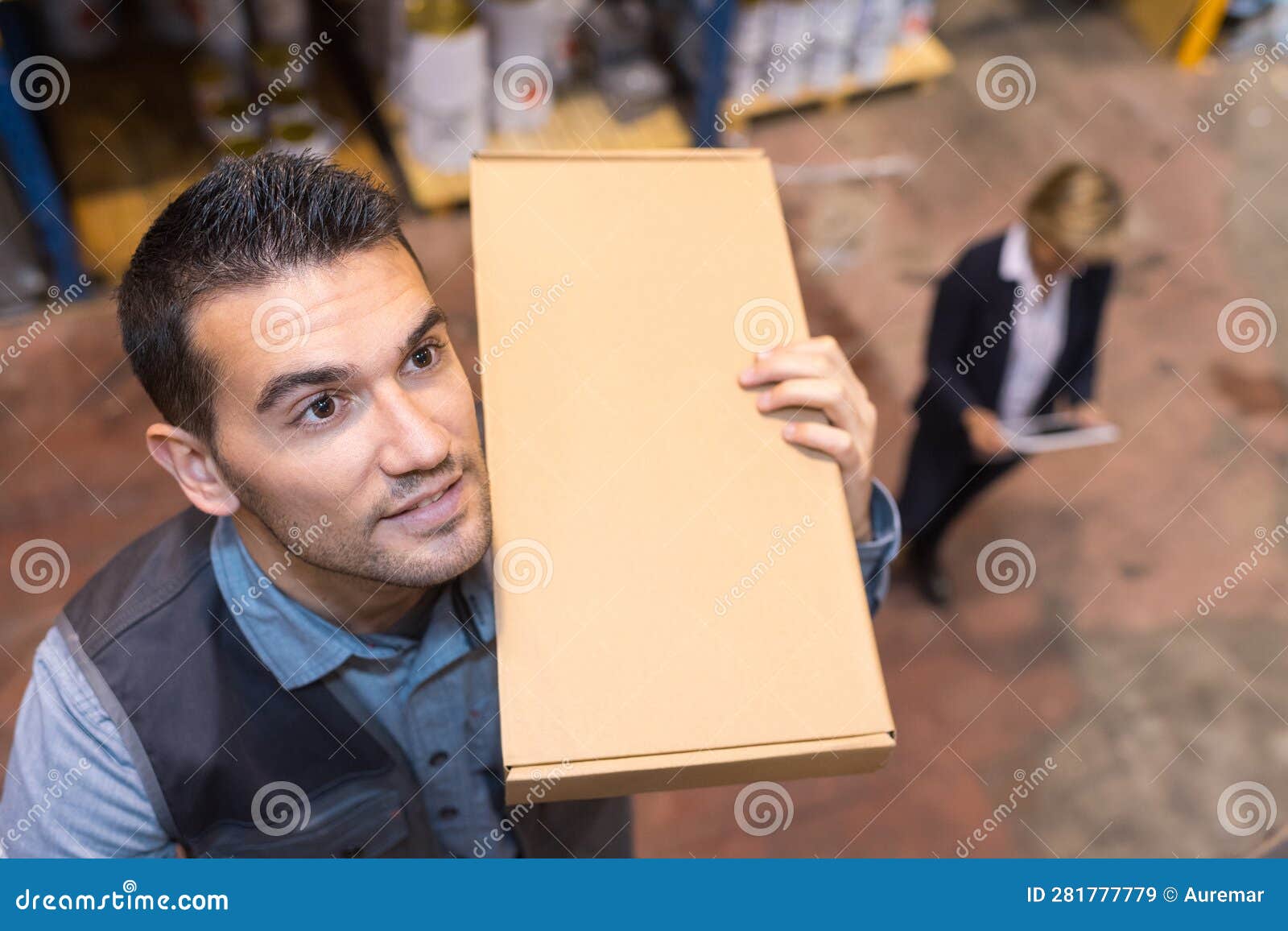 Warehouse Worker Taking Box from Top Stock Image - Image of supervisor ...
