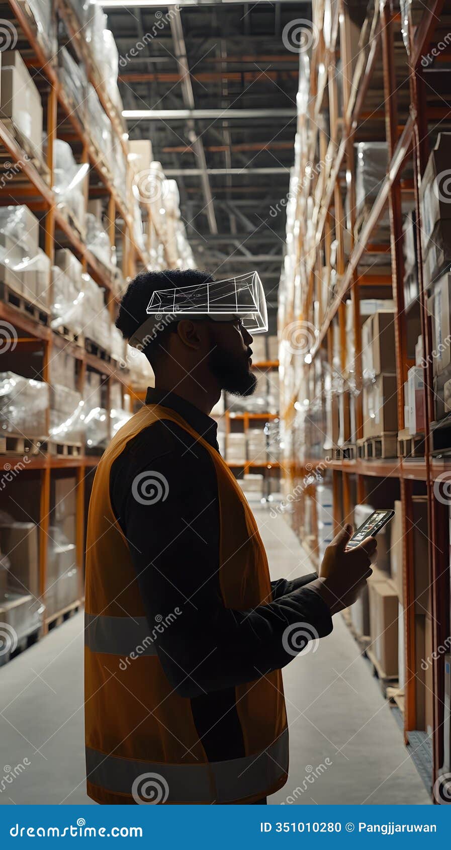 Warehouse Worker Using Augmented Reality To Scan and Track Packages ...
