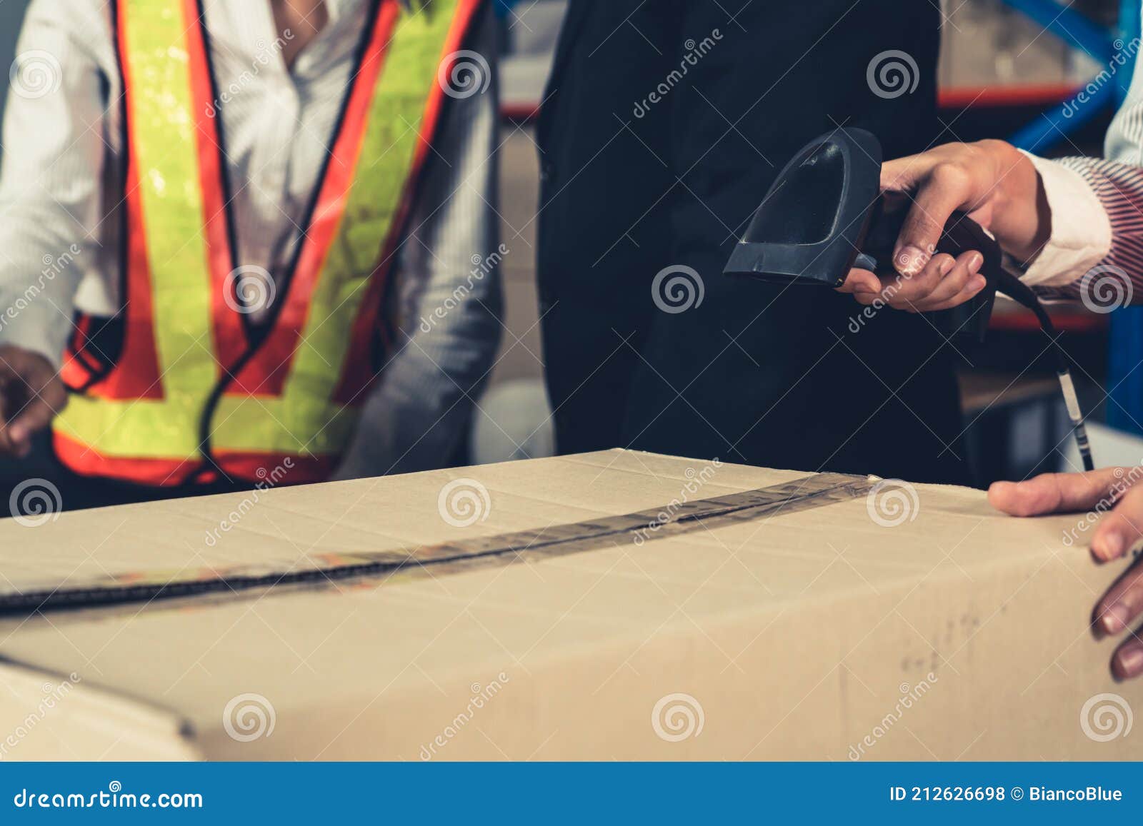 Warehouse Worker Using Barcode Scanner in Storehouse Stock Photo ...