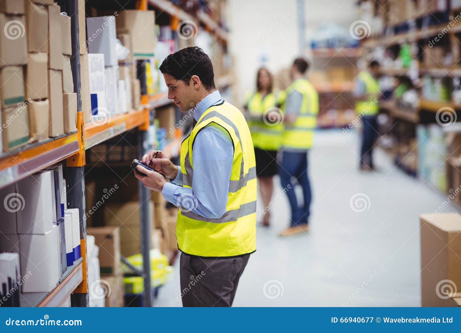 Warehouse Worker Using Hand Scanner Stock Image - Image of distribution ...