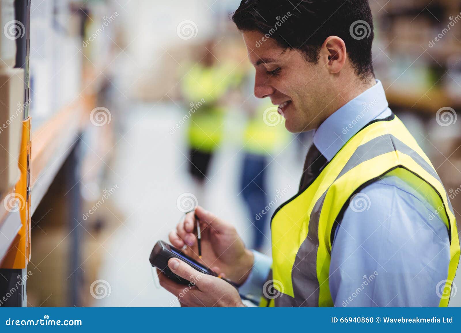 Warehouse Worker Using Hand Scanner Stock Photo - Image of ...