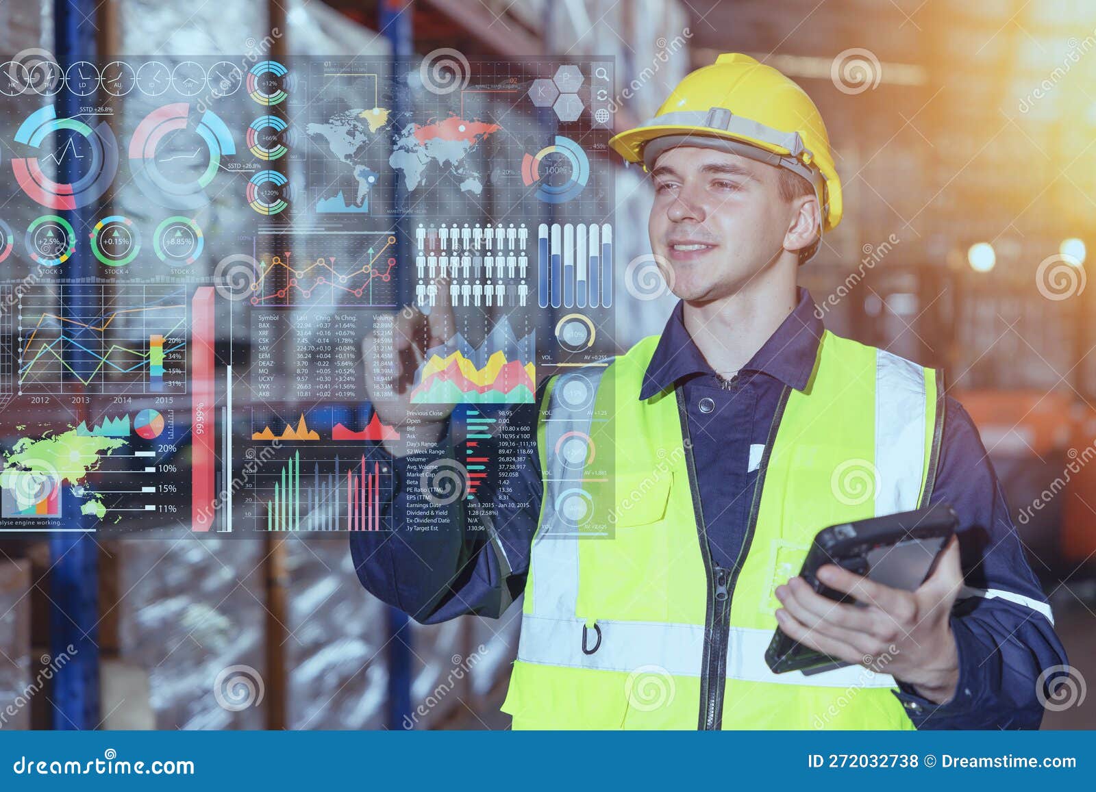 Warehouse Worker Using Hologram Visual Smart Information Display for ...