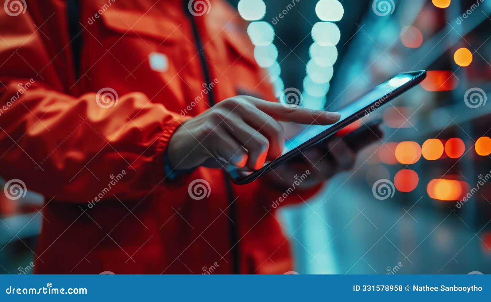 Warehouse Worker Using Tablet for Inventory Management Stock ...