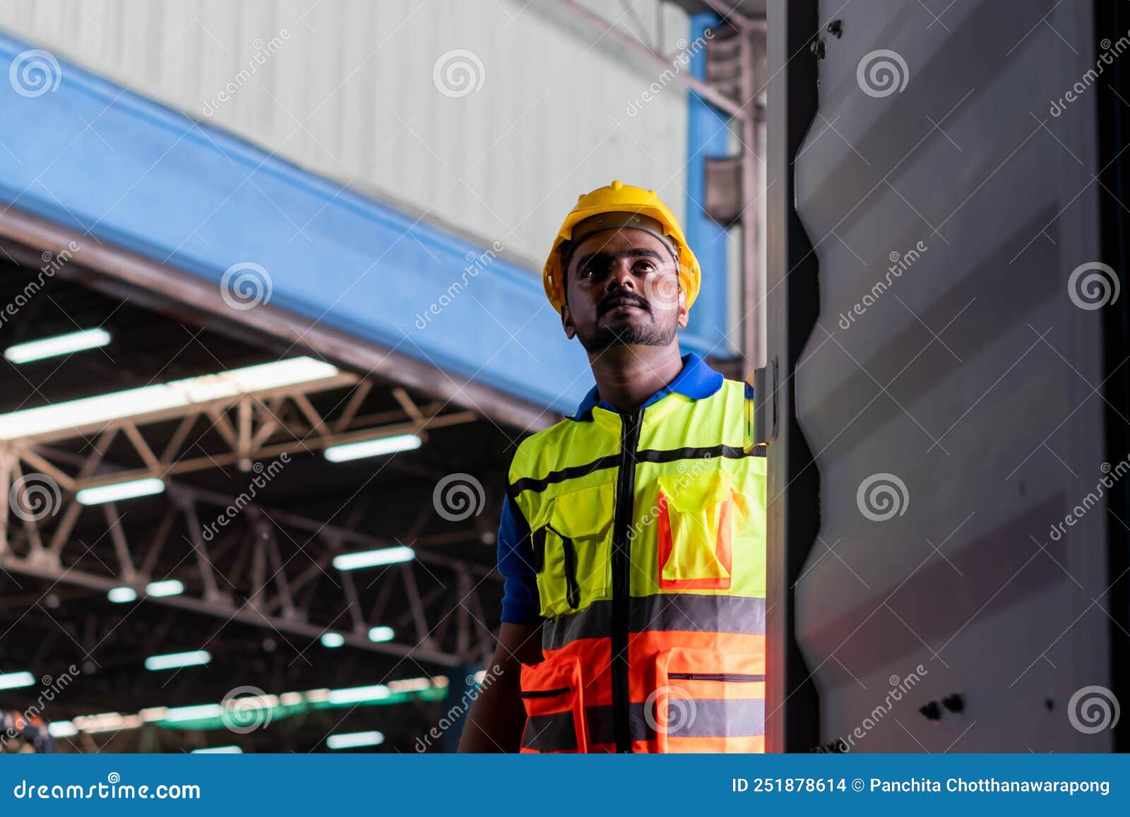 Warehouse Worker Working and Opening the Door of Containers Checking ...