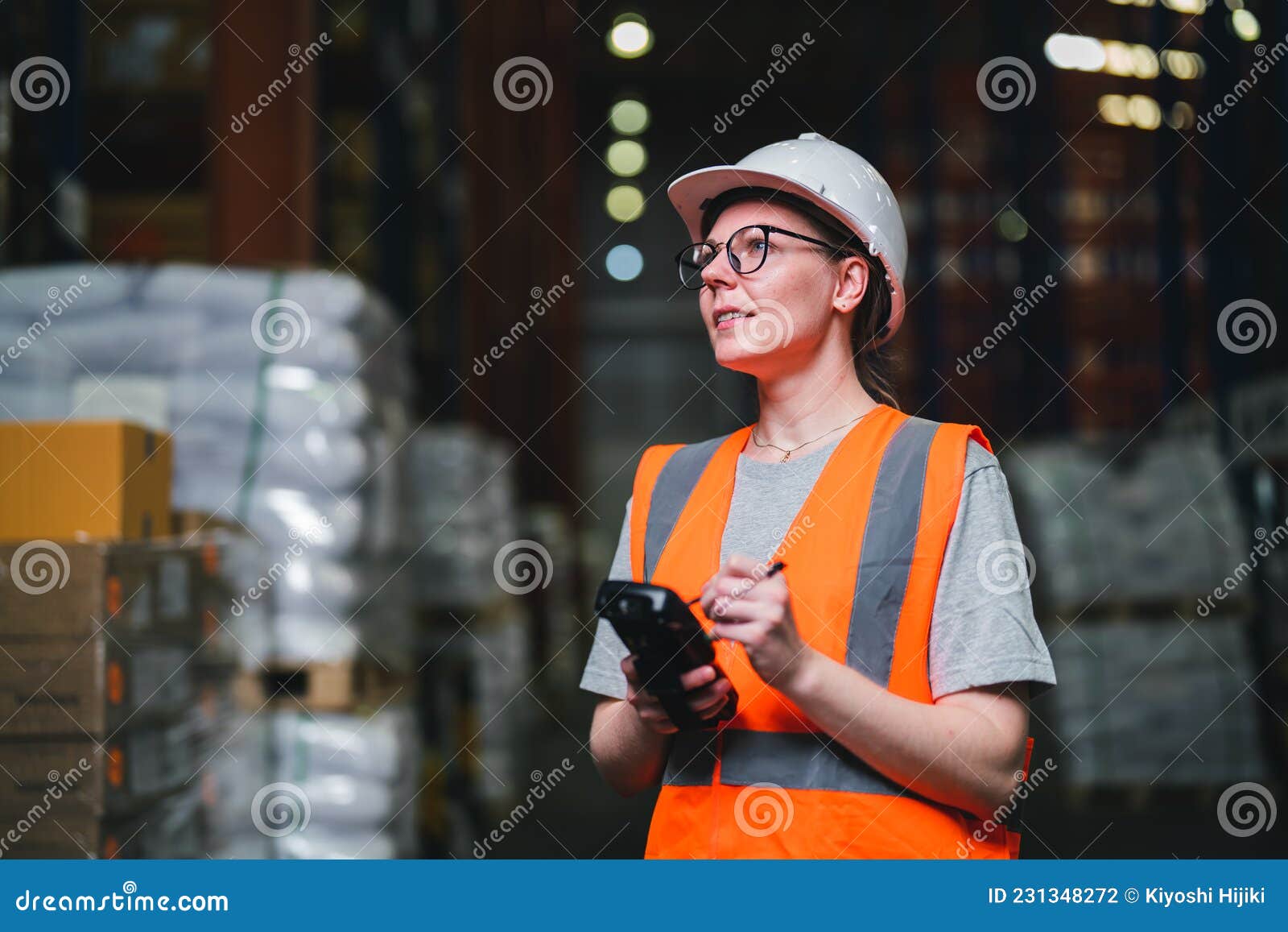 Warehouse Worker Working Process Checking the Package Using Barcode ...