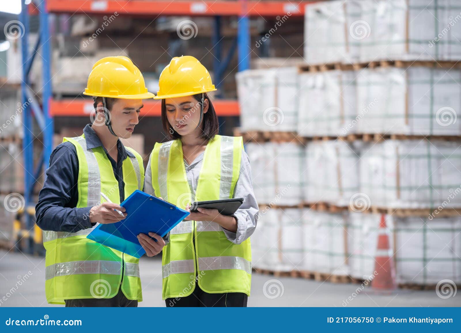 Warehouse Worker Working Together in Warehouse Stock Photo - Image of ...