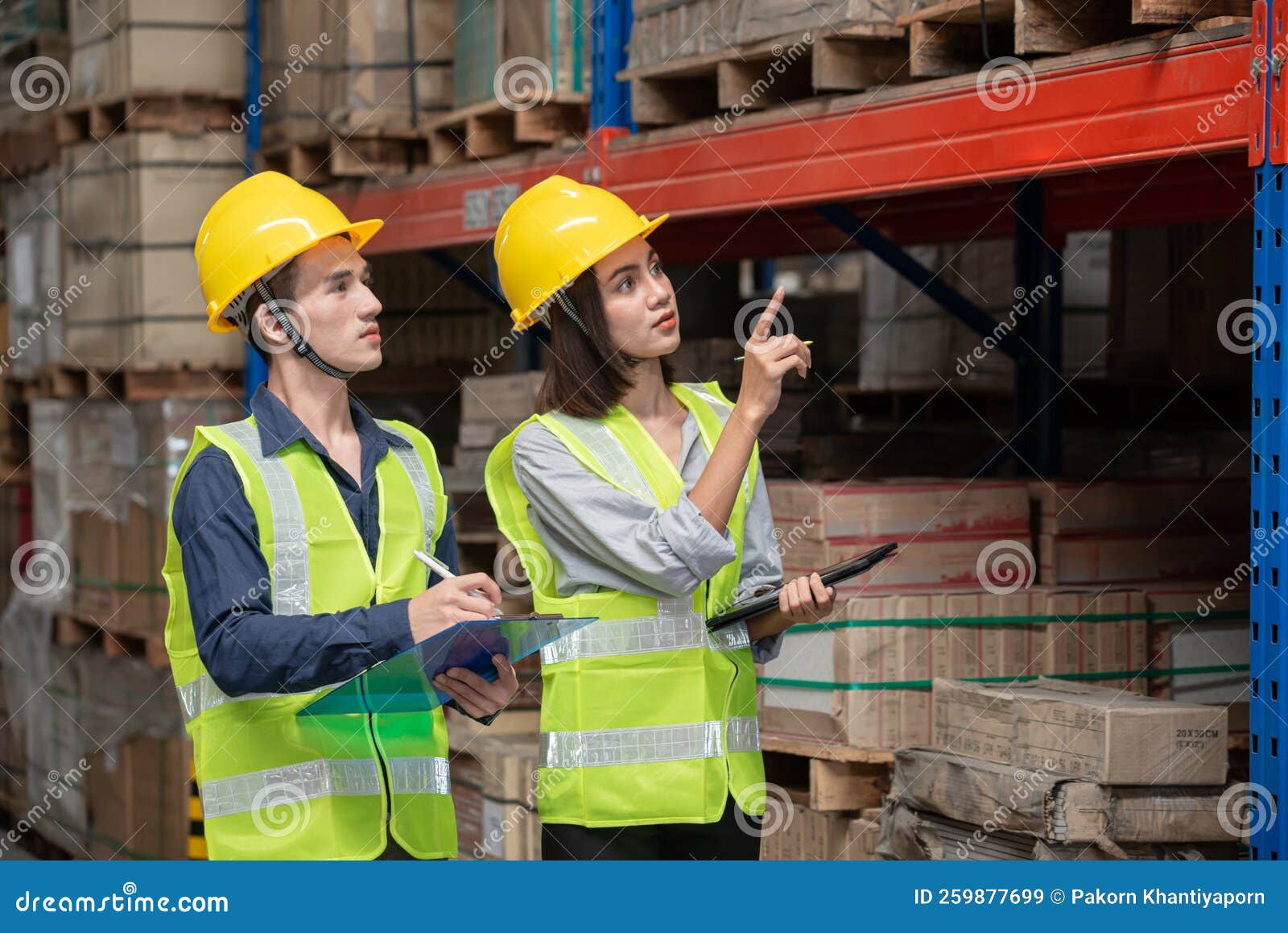Warehouse Worker Working Together in Warehouse Stock Image - Image of ...