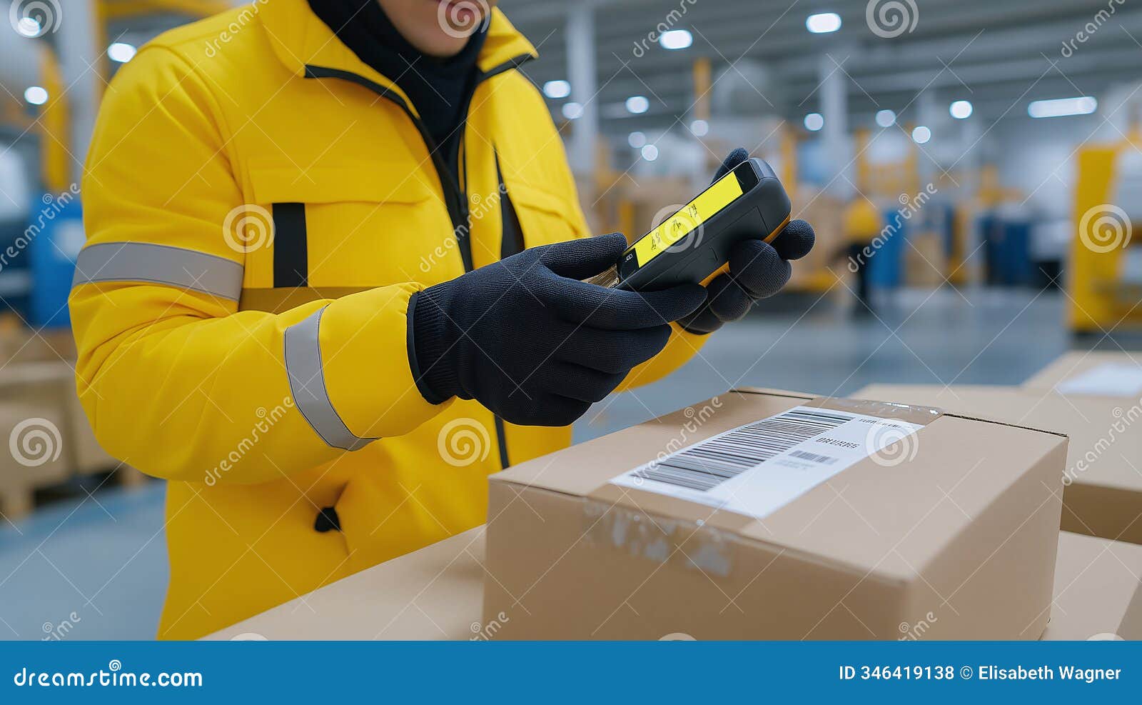 Warehouse Worker Scanning Packages with Handheld Scanner AI Generated ...