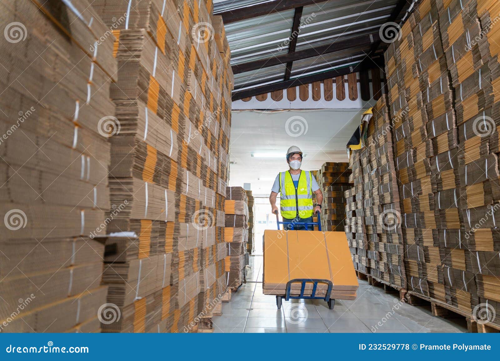 Warehouse Workers Characters Unloading Boxes Stock Photo - Image of ...