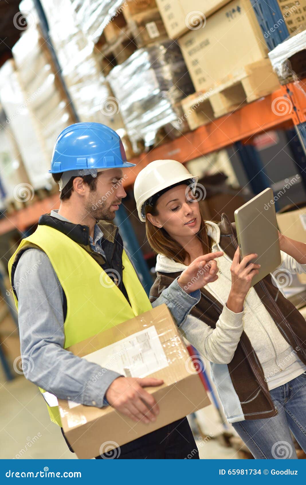 Warehouse Workers Checking on Goods Stock Photo - Image of boxes ...