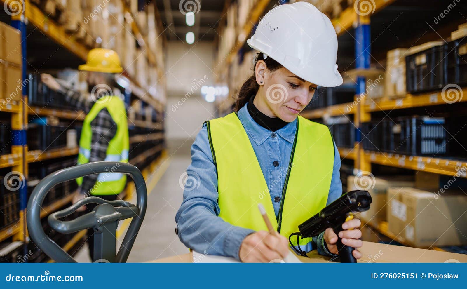 Warehouse Workers Checking Stuff in Warehouse with Digital System ...